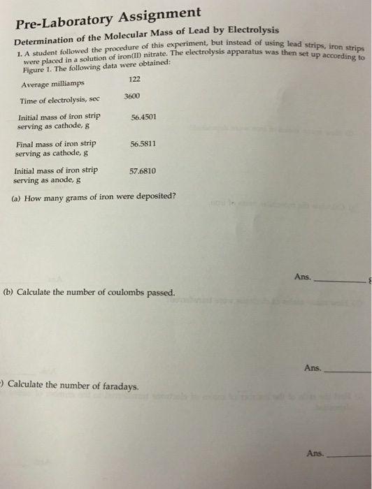 Solved Pre-Laboratory Assignment Determination of the | Chegg.com