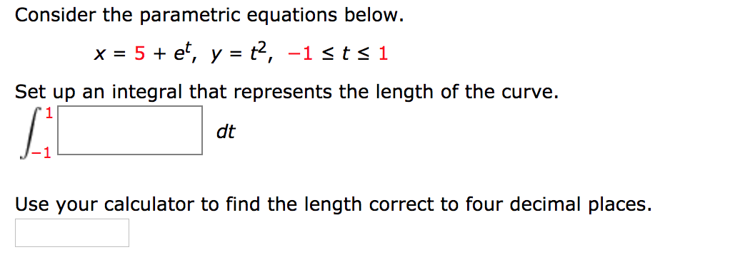 Solved Consider the parametric equations below Set up an | Chegg.com
