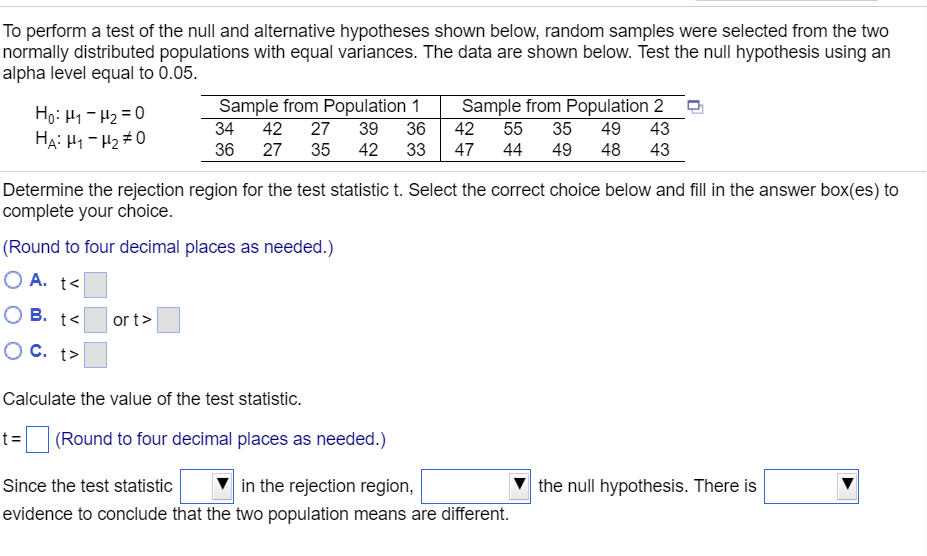 Solved To perform a test of the null and alternative | Chegg.com
