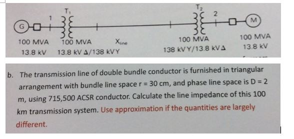 Solved The transmission line of double bundle conductor is | Chegg.com