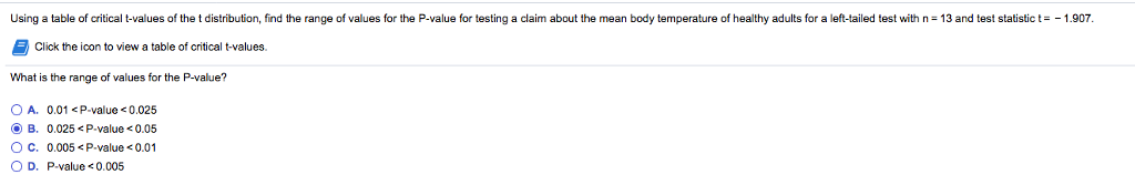 Solved Using a table of critical t-values of the t | Chegg.com