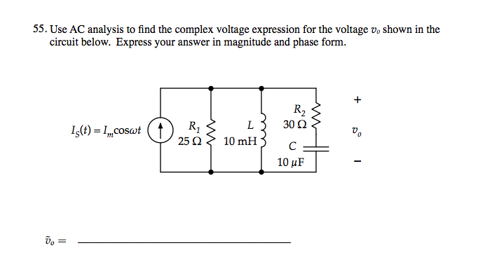 Solved Use AC analysis to find the complex voltage | Chegg.com