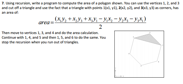 Solved Using recursion, write a program to compute the area | Chegg.com