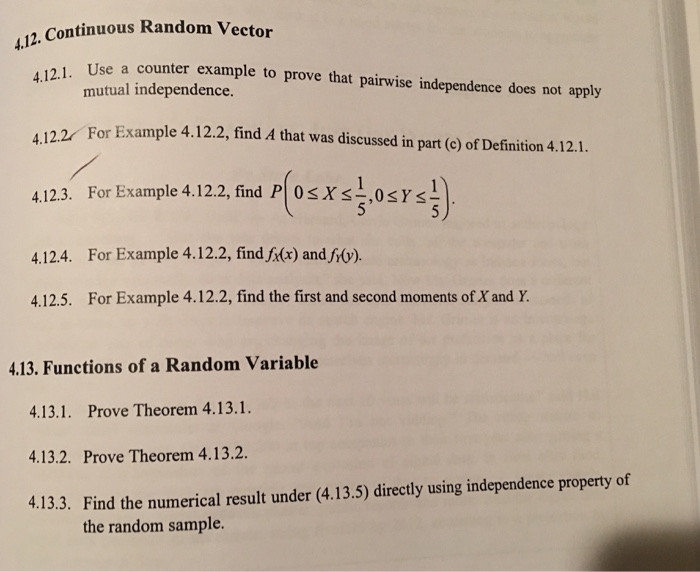 Continuous Random Vector Use a counter example to | Chegg.com
