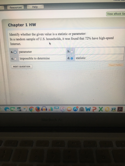 Solved Identify whether the given value is a statistic or | Chegg.com
