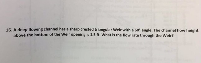 Solved A deep flowing channel has a sharp crested triangular | Chegg.com