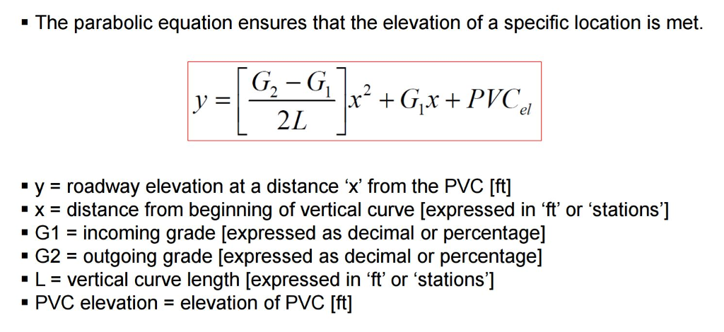Vertical Curve Equations Elevation - Diy Projects