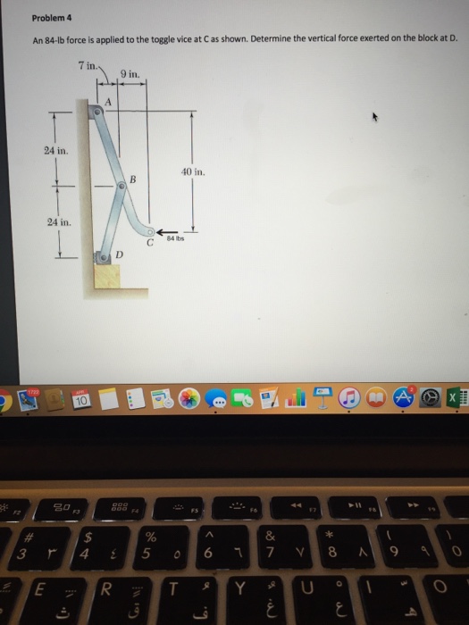 Solved An 84-lb force is applied to the toggle vice at C as | Chegg.com