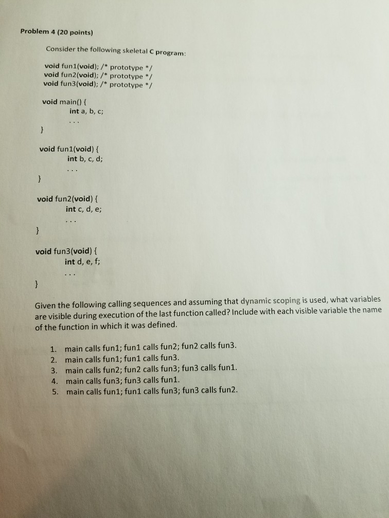 Solved Problem 4 (20 points) Consider the following skeletal | Chegg.com