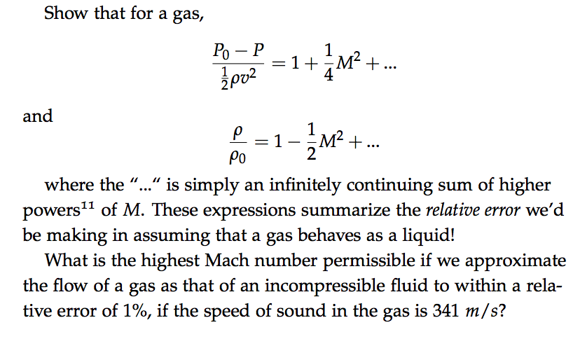 Solved Show that for a gas, P_0 - P/1/2 rho v^2 = 1 + 1/4 | Chegg.com