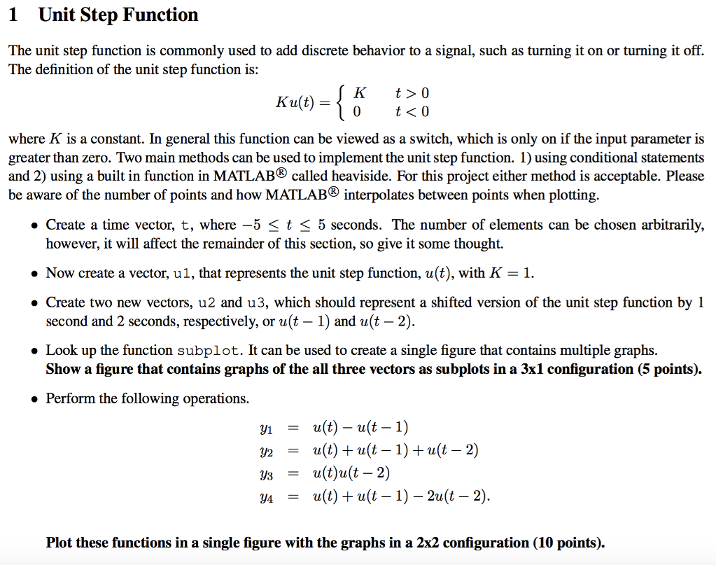 Solved The Unit Step Function Is Commonly Used To Add Chegg