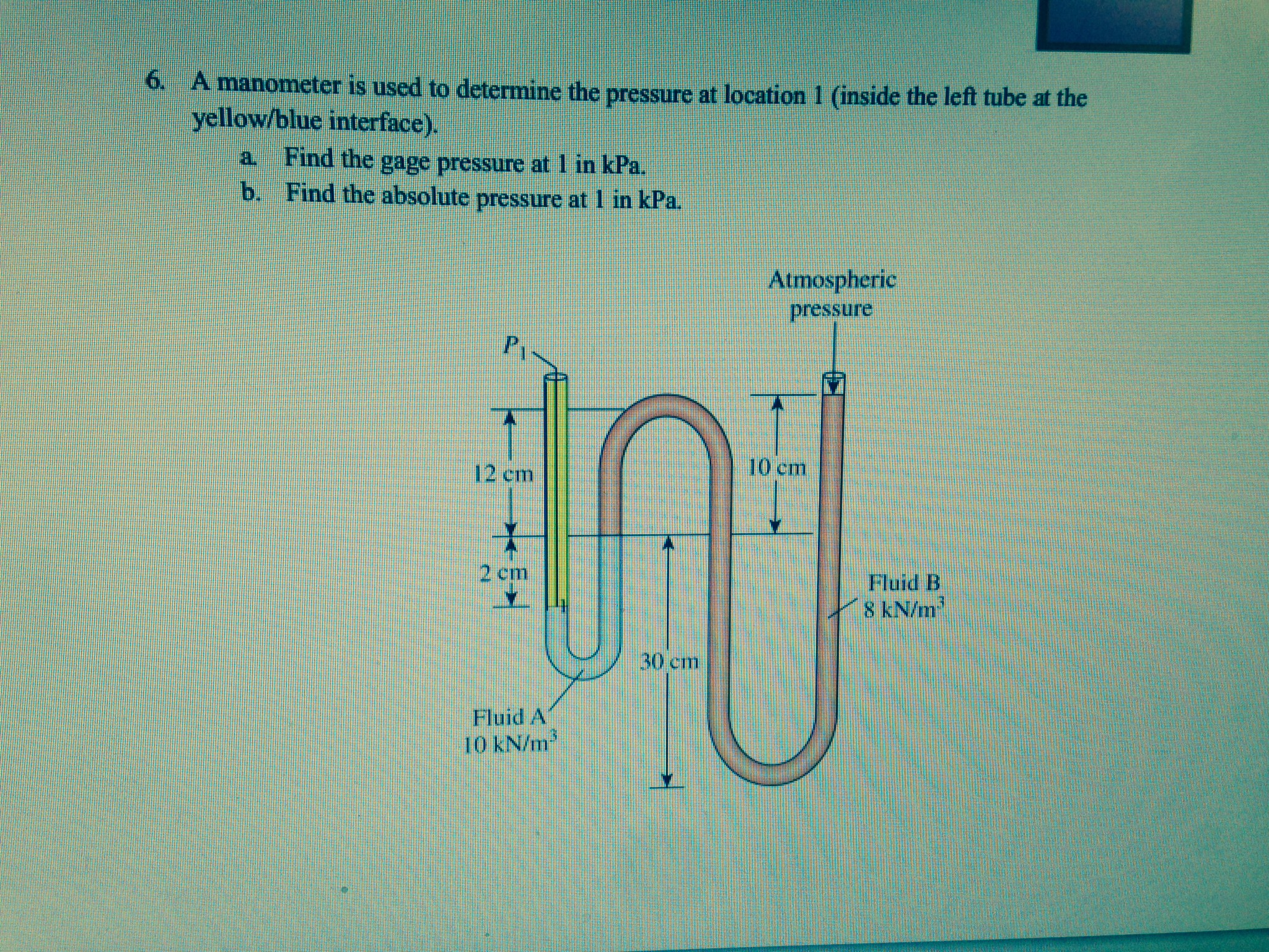 Solved A manometer is used to determine the pressure at | Chegg.com