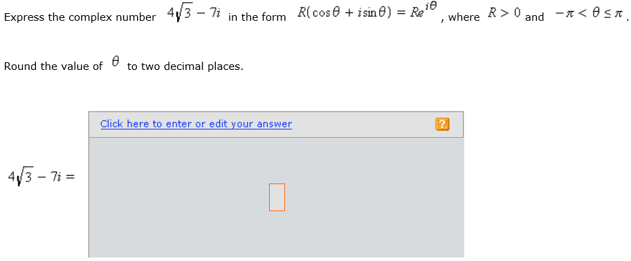 Solved Express the complex number 4 squareroot 3 - 7i in the | Chegg.com