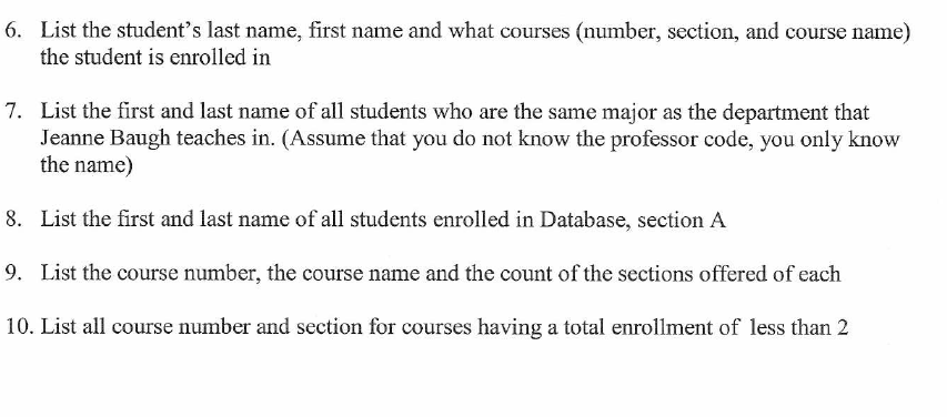 Solved List the student's last name, first name and what | Chegg.com
