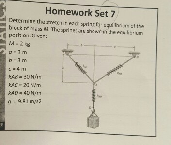 Solved Determine the stretch in each spring for equilibrium | Chegg.com