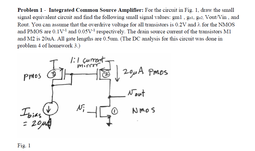 Solved Integrated Common Source Amplifier: For the circuit | Chegg.com