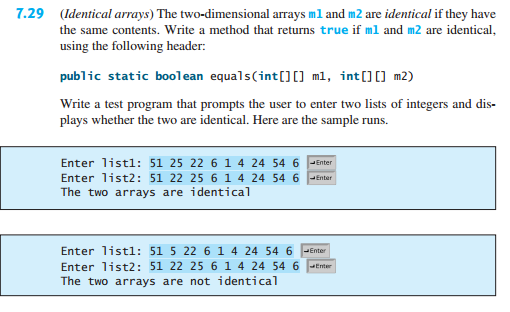 Solved The two-dimensional arrays ml and m2 are identical if | Chegg.com