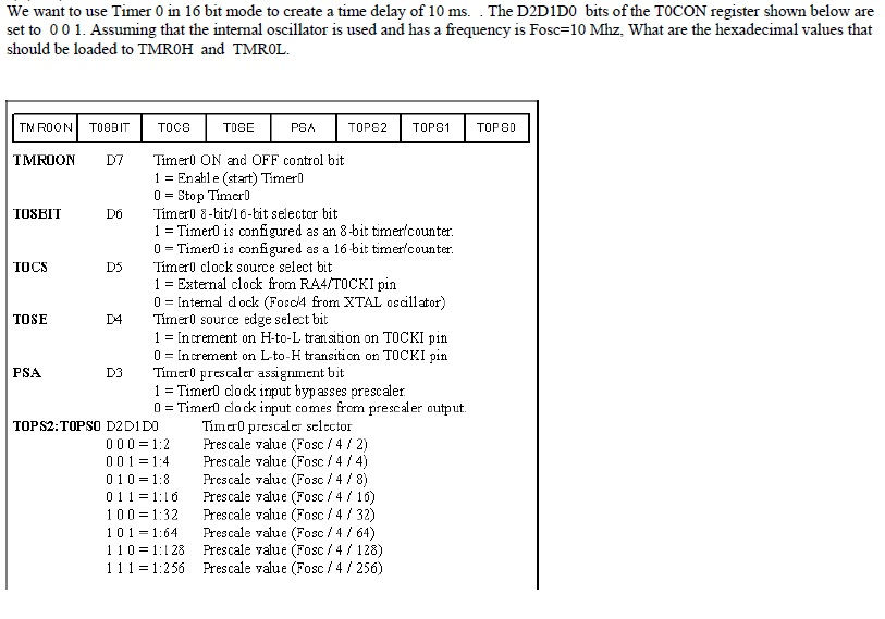 We want to use Timer 0 in 16 bit mode to create a | Chegg.com
