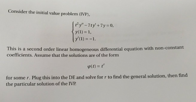 Solved Consider the initial value problem (IVP), This is a | Chegg.com