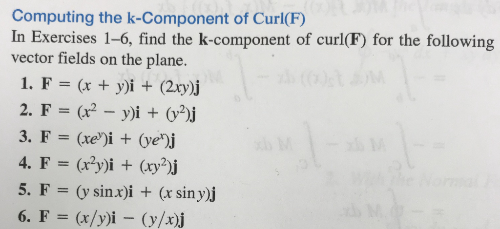 Solved Computing The K Component Of Curl F In Exercises