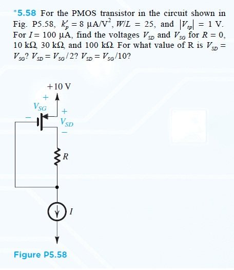 For the PMOS transistor in the circuit shown in Fig. | Chegg.com