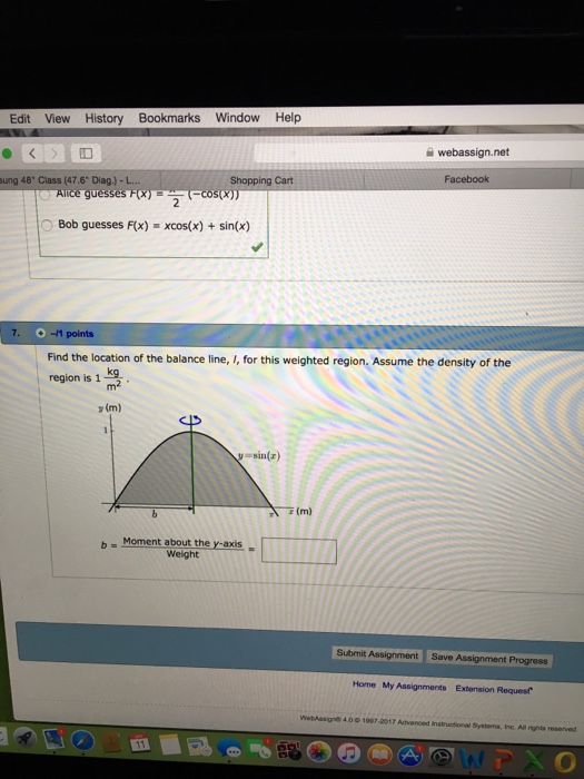 Solved Edit View History Bookmarks Window Help Facebook sung | Chegg.com