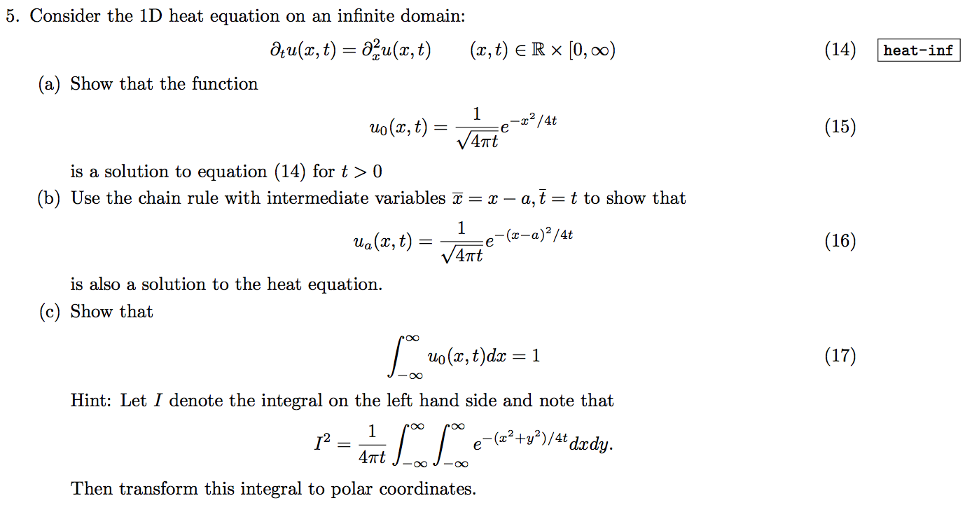 Solved Consider the 1D heat equation on an infinite domain: | Chegg.com