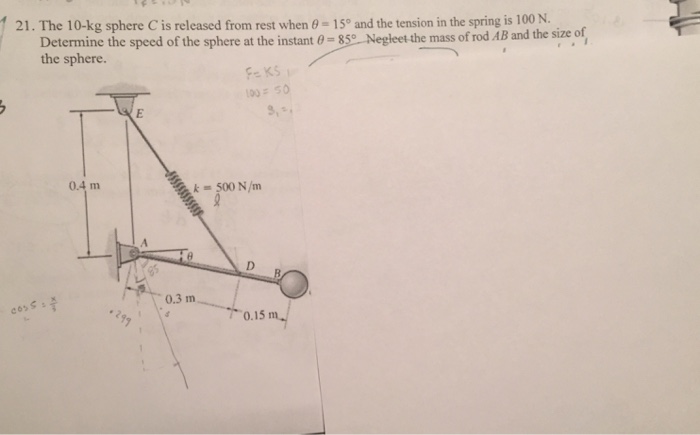 Solved The 10-kg sphere C is released from rest when | Chegg.com
