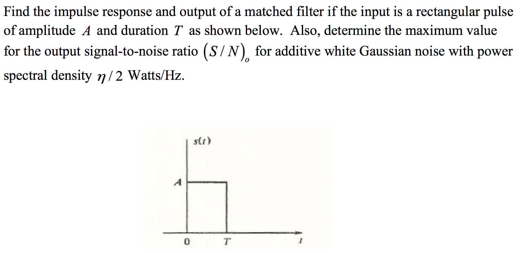 Solved Find the impulse response and output of a matched | Chegg.com