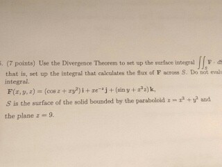 Solved Use the Divergence Theorem to set up the surface | Chegg.com
