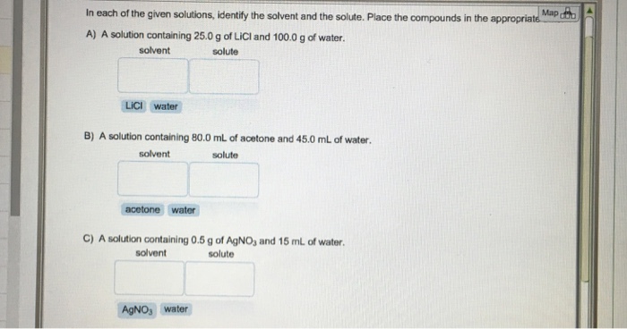 Solved In each of the given solutions, identify the solvent | Chegg.com