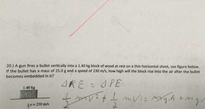 Solved A gun fires a bullet vertically into a 1.40 kg block | Chegg.com