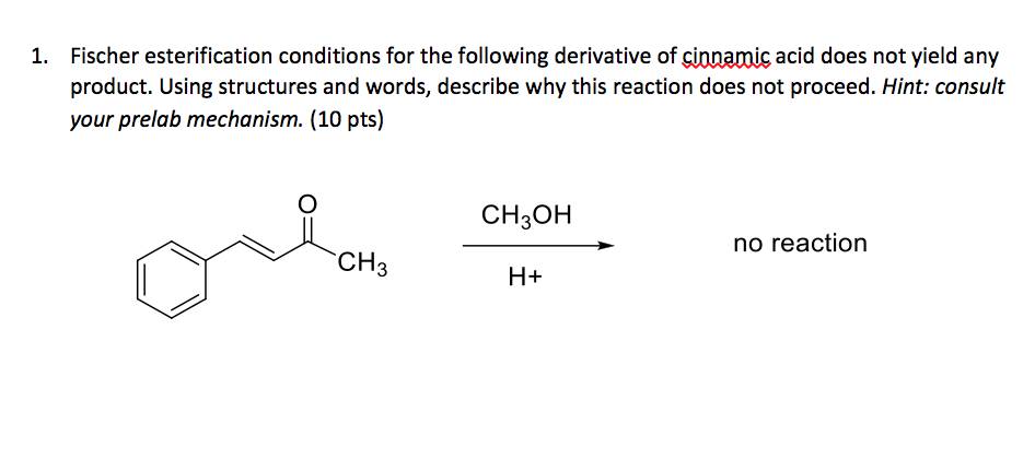 Solved Fischer esterification conditions for the following | Chegg.com