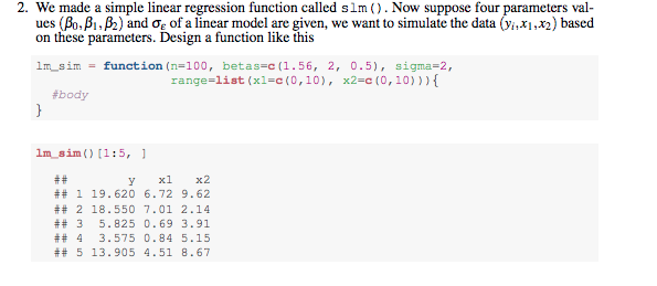 Solved 2. We made a simple linear regression function called | Chegg.com