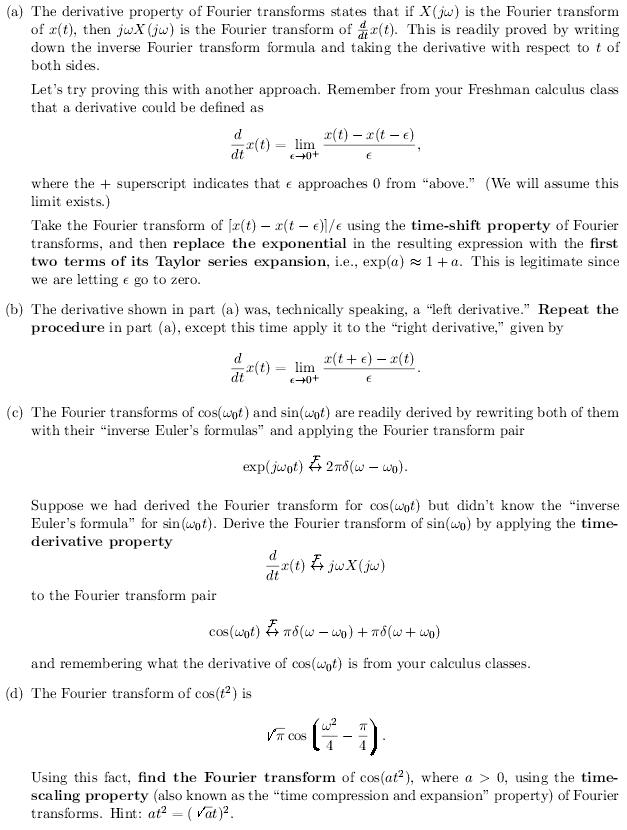 The Derivative Property Of Fourier Transforms States