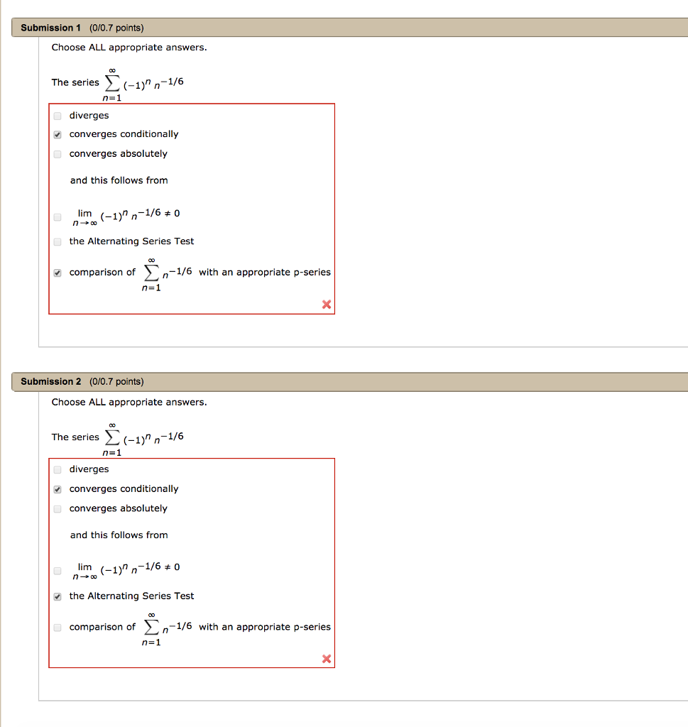 Solved Submission 1 (0/0.7 points) Choose ALL appropriate | Chegg.com Solved Submission 1 (0/0.7 points) Choose ALL appropriate | Chegg.com