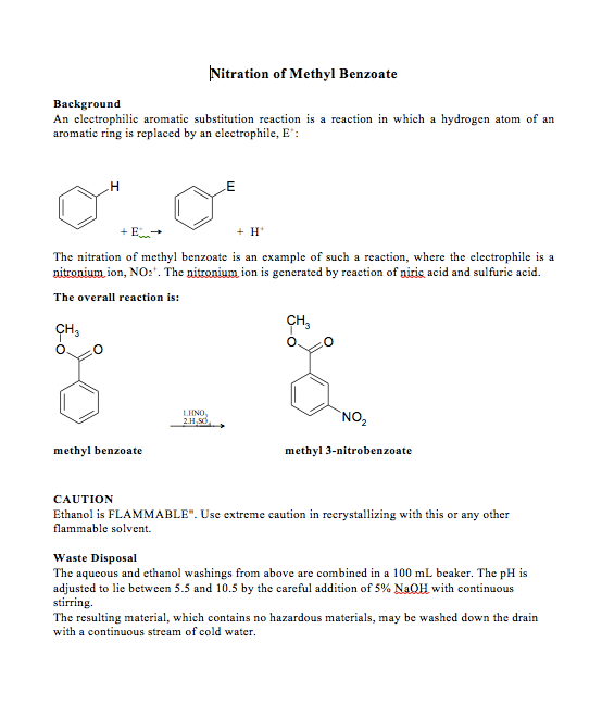 Nitration of Methyl Benzoate Background An | Chegg.com