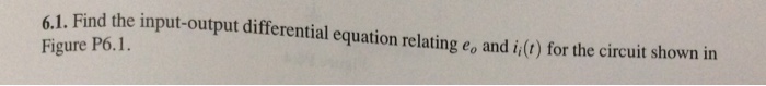Solved Find the input-output differential equation... | Chegg.com
