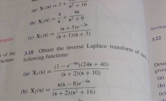 Solved Obtain the inverse Laplace transform of each | Chegg.com Solved Obtain the inverse Laplace transform of each | Chegg.com