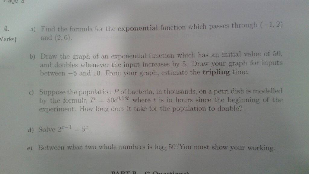 Solved age 3 a) Find the formula for the exponential | Chegg.com