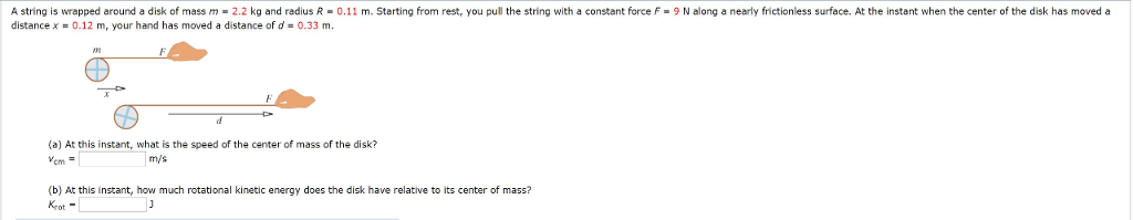 Solved A string is wrapped around a disk of mass m 2.2 kg | Chegg.com