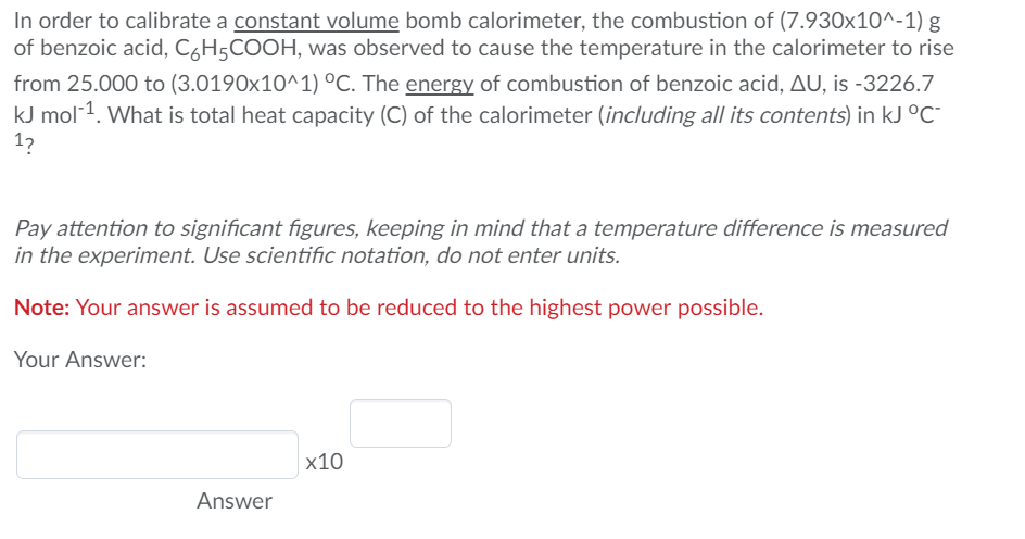 Solved In order to calibrate a constant volume bomb | Chegg.com