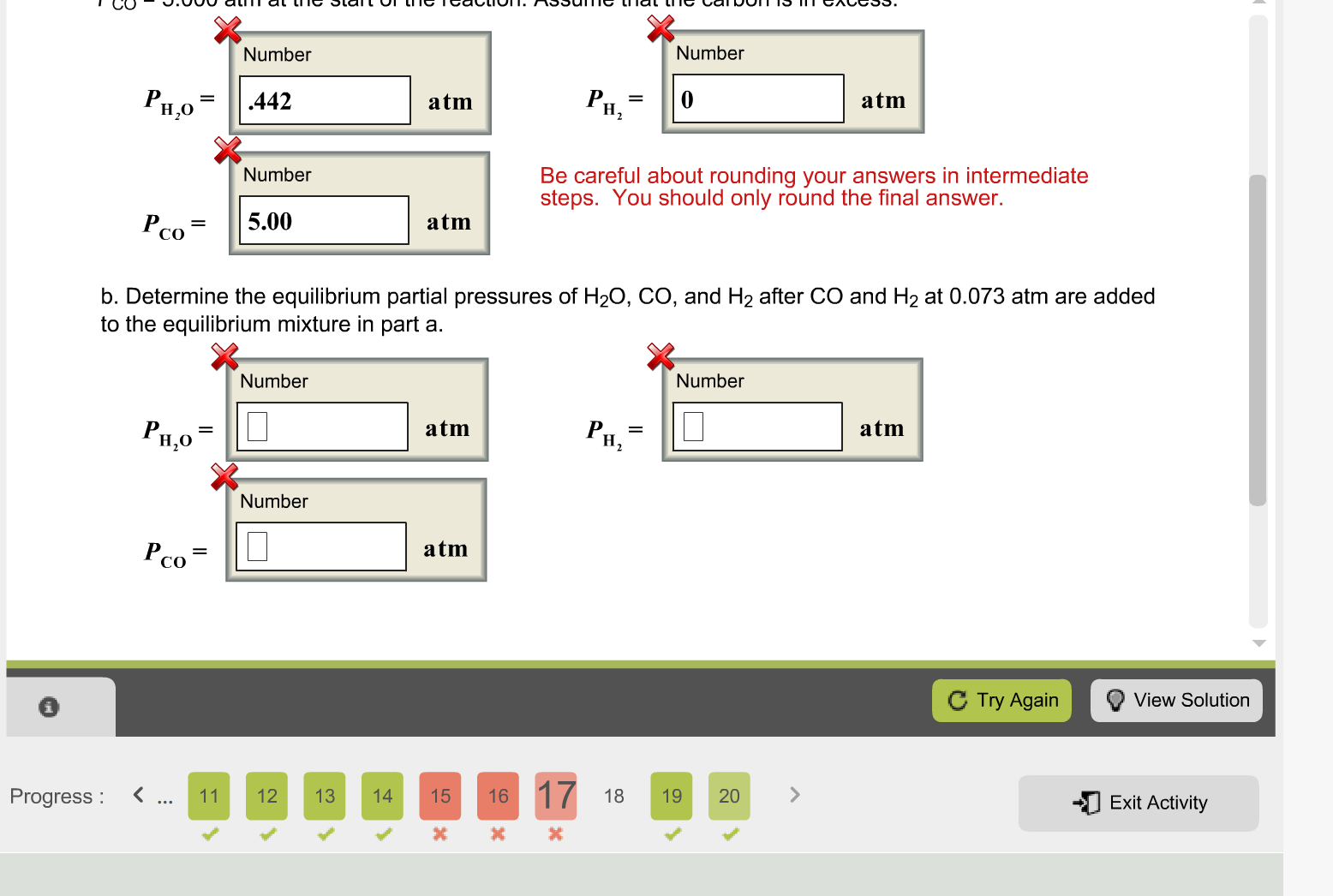 Solved Determine the equilibrium partial pressures of H_2O, | Chegg.com