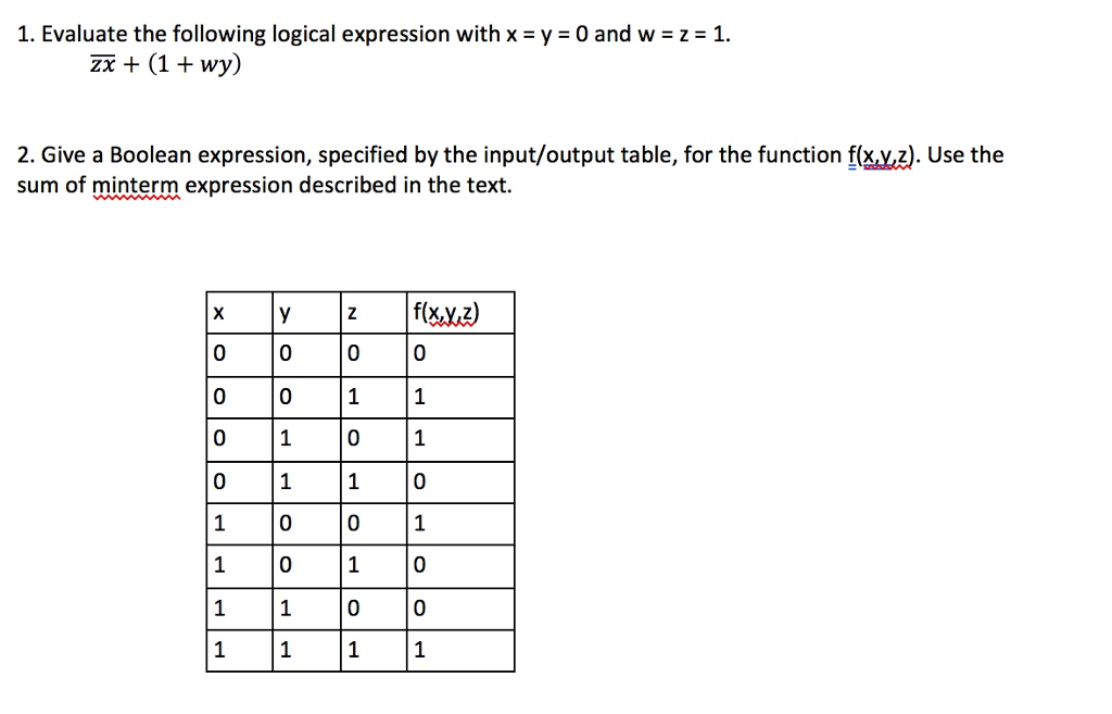 Solved I. Evaluate the following logical expression with x = | Chegg.com