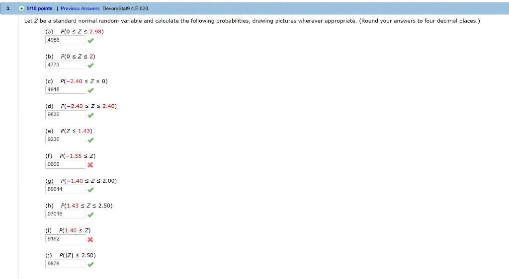 Solved 3. 8/10 points | Previous Answers DevoreStat9 | Chegg.com