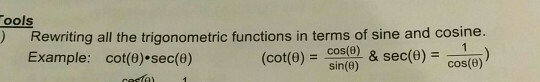 Solved Tools Rewriting all the trigonometric functions in | Chegg.com