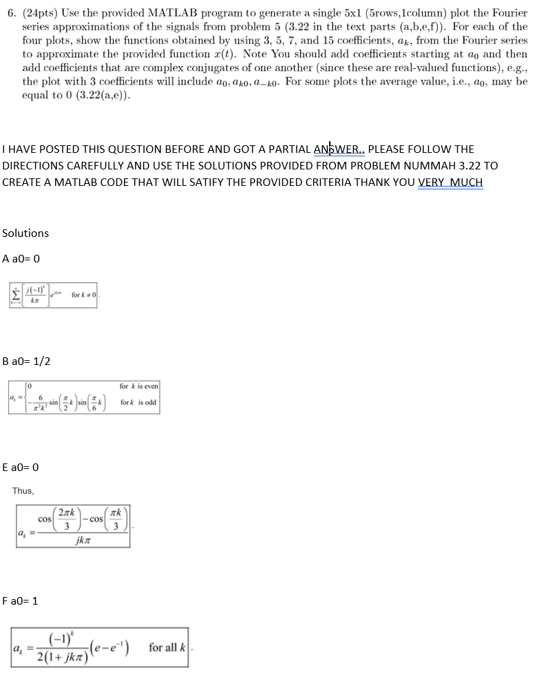 Solved 6. (24pts) Use the provided MATLAB program to | Chegg.com