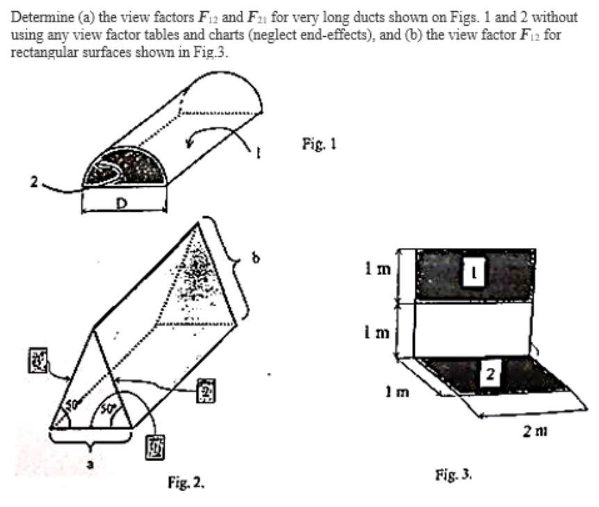 Solved Determine (a) the view factors Fi2 and F2i for very | Chegg.com
