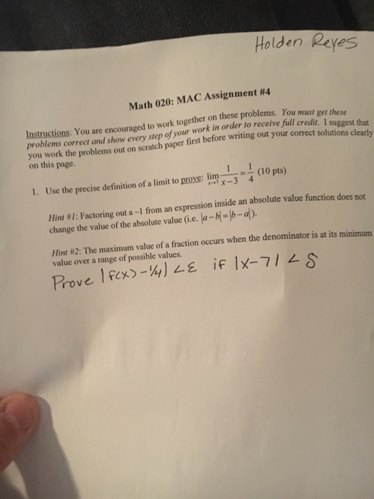 Solved Use the precise definition of a limit to prove: lim_x | Chegg.com
