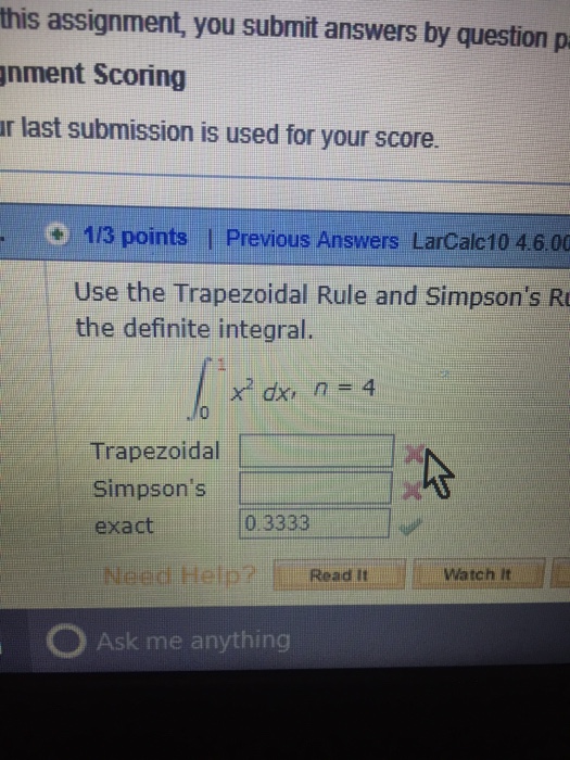 Solved Trapezoidal rule and simpsons ruleRound to 4 decimal | Chegg.com